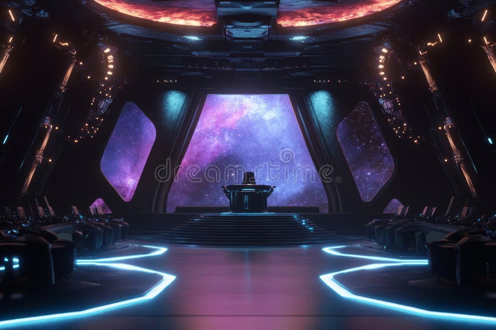A Massive Intergalactic Council Chamber 3D Background Featuring a Grand ...