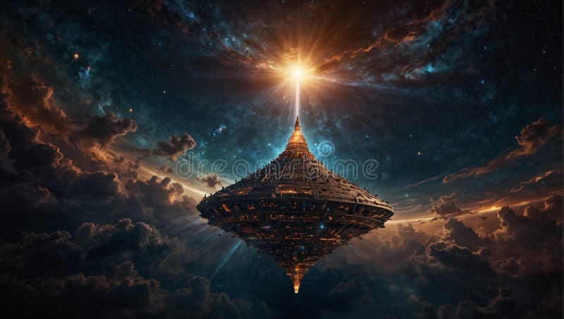 Massive Interstellar Ark Spaceship of Complex Design, Decorated with ...