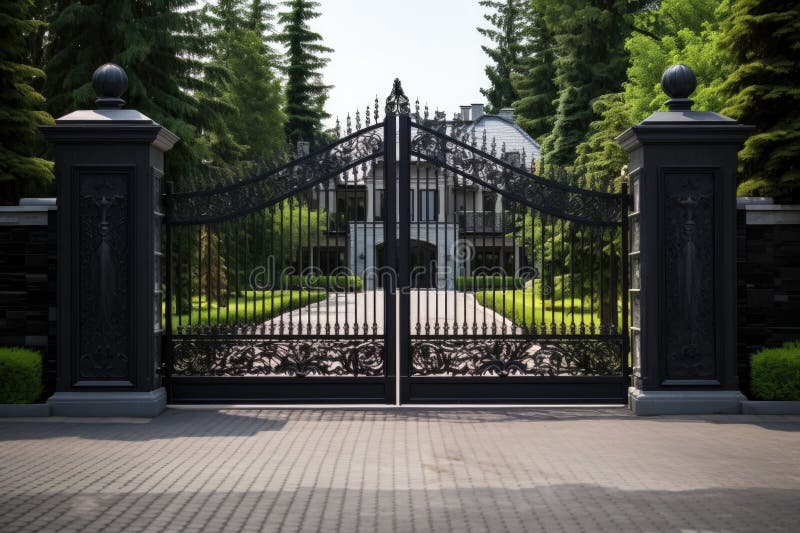 Massive Iron Gate at a Mansions Entrance Stock Photo - Image of ...