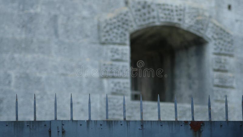 Massive Iron Gates with Sharp Spikes on Top at Abandoned Military Base ...