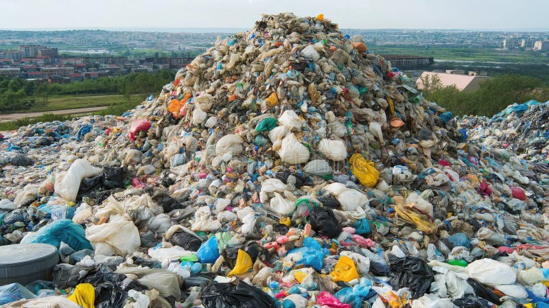 Massive Landfill Overflowing with Plastic Waste. Rubbish, Debris Pile ...