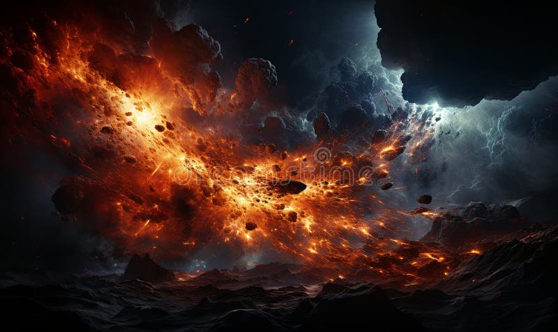 Massive Lava Explosion in Middle of Ocean Stock Photo - Image of ...