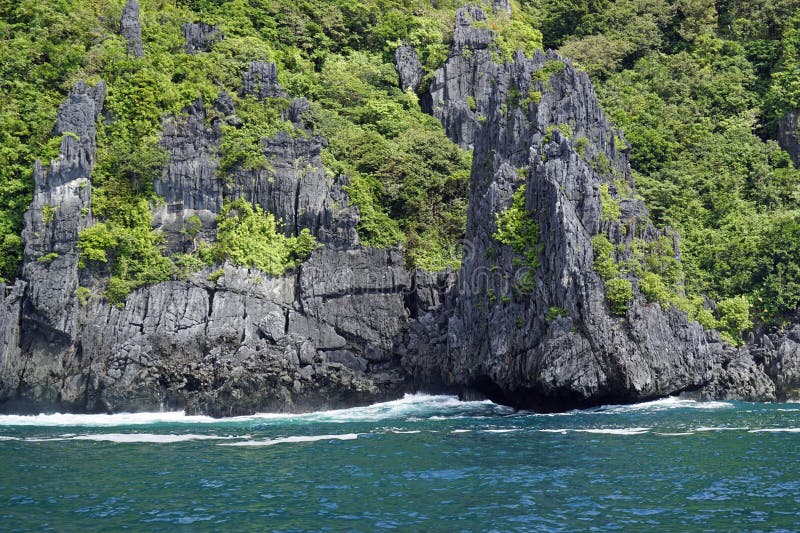 Massive Limestone Rocks at the El Nido Archipelago Stock Image - Image ...