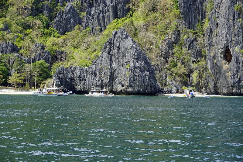 Massive Limestone Rocks at the El Nido Archipelago Stock Photo - Image ...