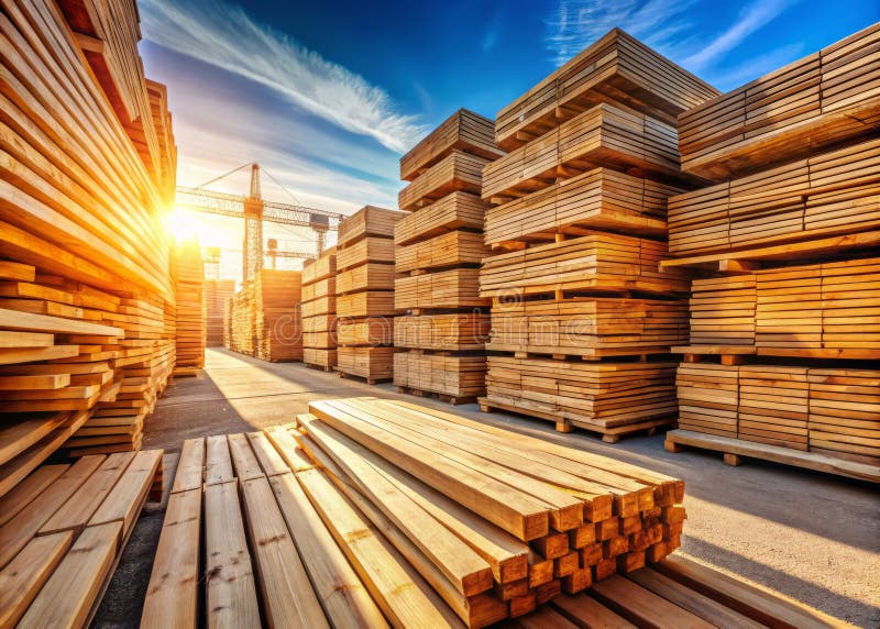 Massive Lumber Stack at a Sawmill Yard a Detailed Look at Wood ...