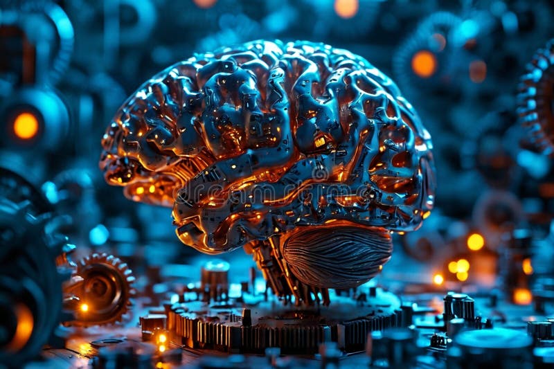 Future Tech: the Marvel of a Mechanical Brain Stock Illustration ...