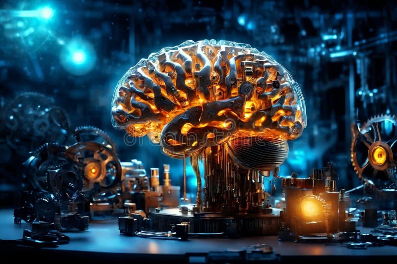 Future Tech: the Marvel of a Mechanical Brain Stock Illustration ...
