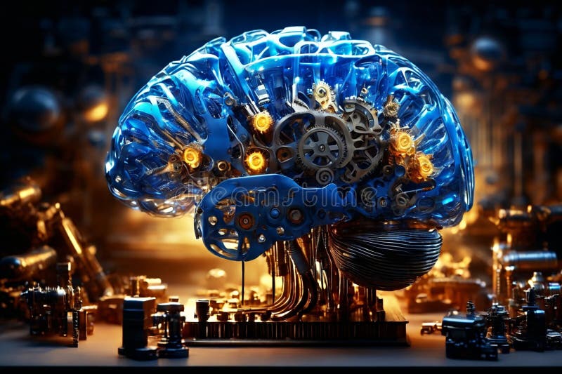 Future Tech: the Marvel of a Mechanical Brain Stock Illustration ...