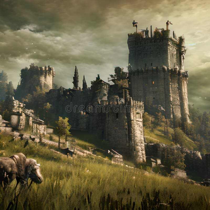 Massive Medieval Castle with Fortifications in the Style of Baroque ...