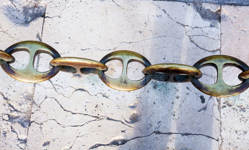 Massive Metal Chain on Sidewalk in Madrid Stock Photo - Image of fence ...
