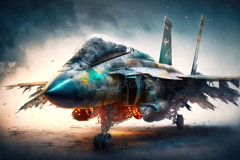 Massive Military Fighter Jets with Powerful Jet Engine Stock ...