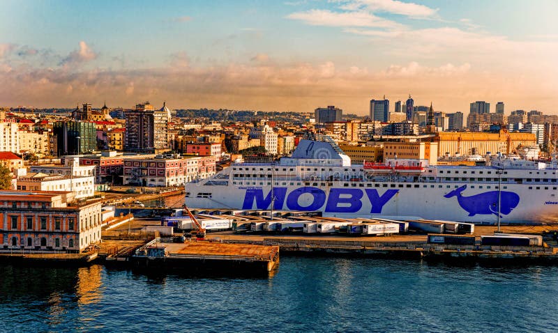 Massive Moby Ferry in Naples Italy Stock Photo - Image of leisure ...