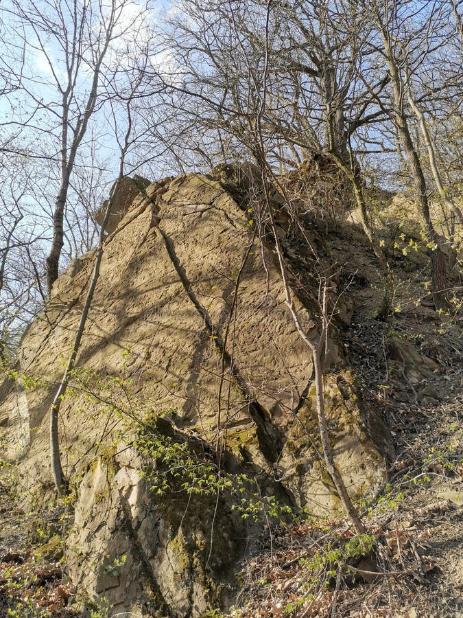 Massive Monolithic Rock Split in Two Stock Image - Image of forest ...