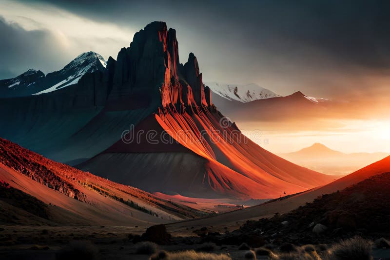 Massive Mountain Ash Eruption Destruction Background. Volcano ...