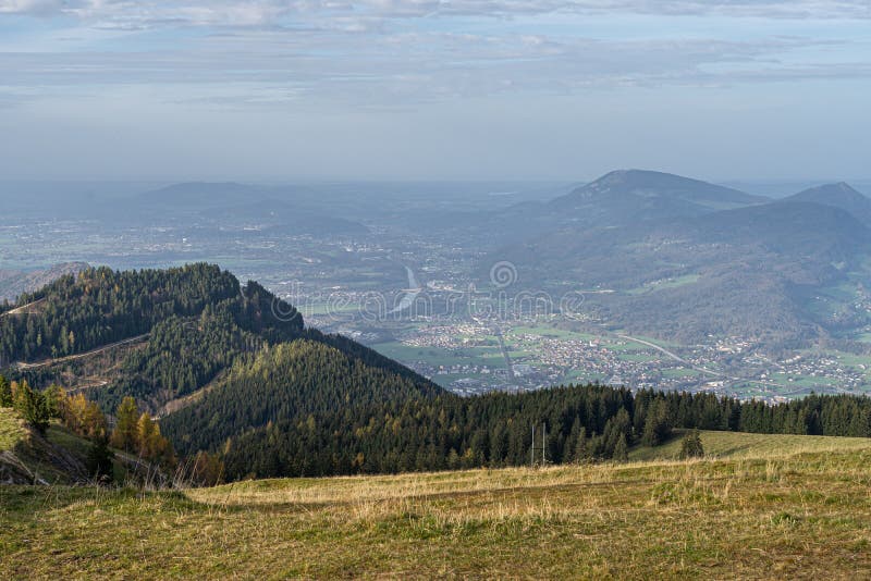 Massive Mountain Chain, Forest and Meadows of the German Alps Stock ...