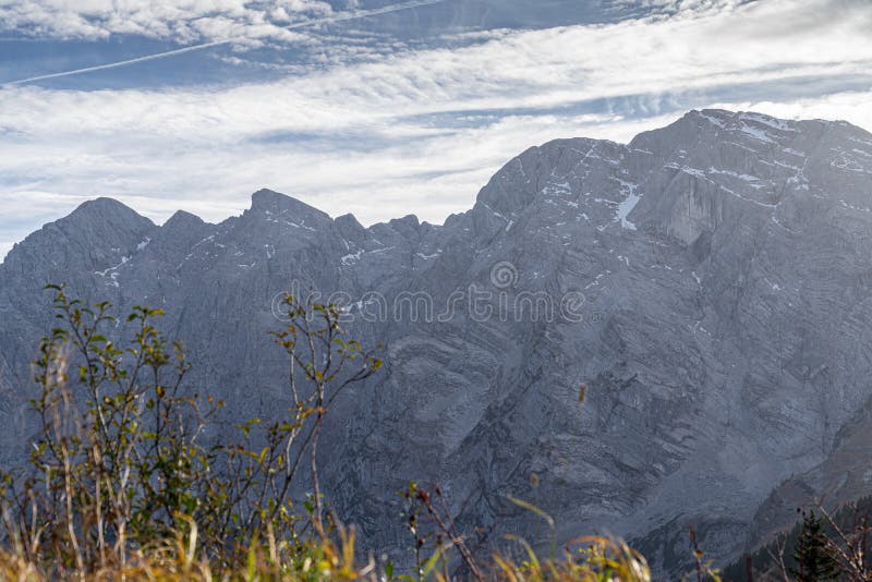 Massive Mountain Chain, Forest and Meadows of the German Alps Stock ...