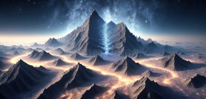 A Massive Mountain Made of Endlessly Repeating Fractal Structures. Each ...