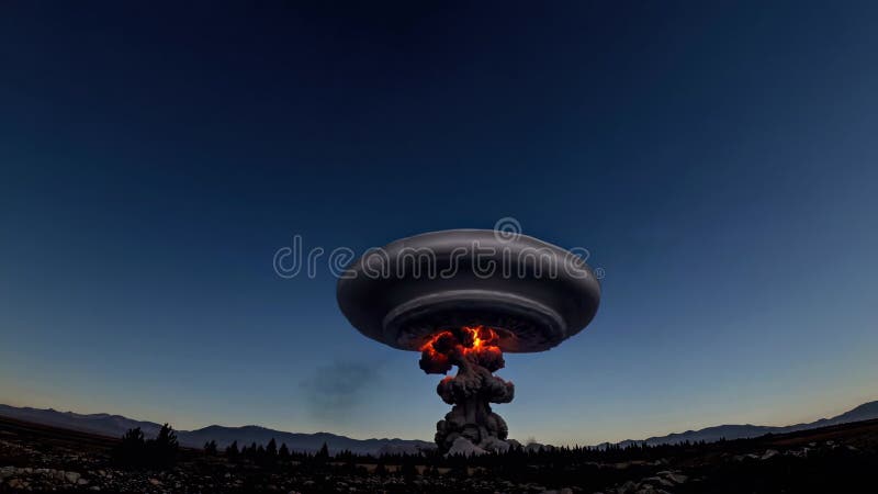 Massive Mushroom Cloud from Nuclear Strike Dominating Skyline Stock ...
