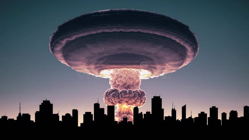 Massive Mushroom Cloud from Nuclear Strike Dominating Skyline Stock ...