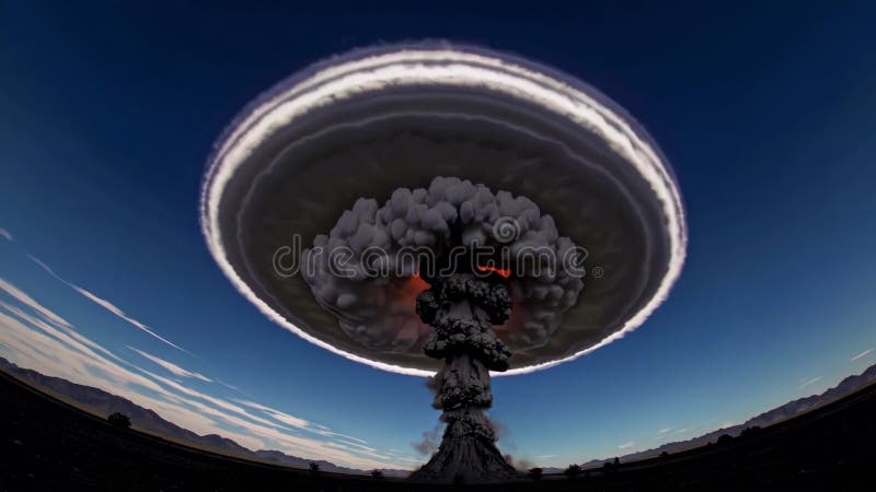 Massive Mushroom Cloud from Nuclear Strike Dominating Skyline Stock ...