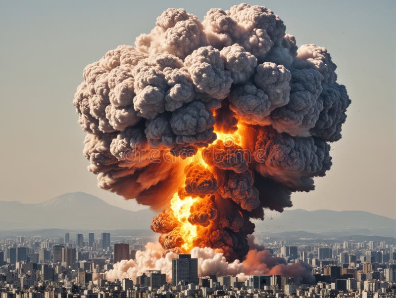 Massive Mushroom Explosion in the City Stock Illustration ...