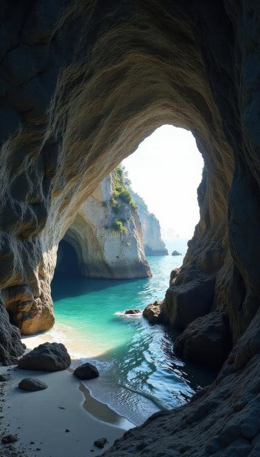 Massive Natural Rock Arch Forming Cave Entrance, Texture, Cliff, Dark ...