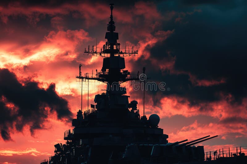 Large Battleship Silhouette Stock Image - Image of fleet, patrol: 388565839