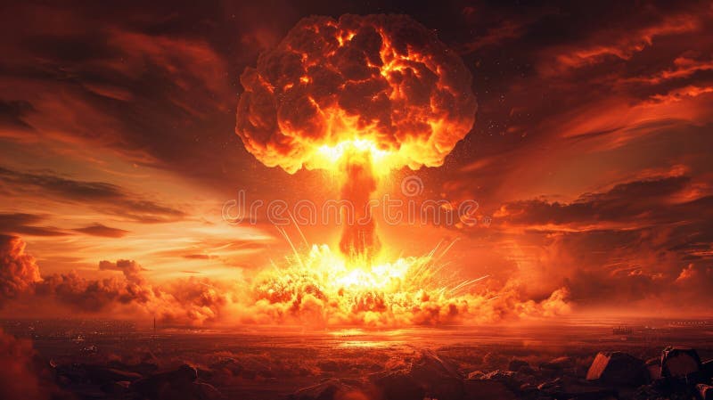 Cataclysmic Nuclear Explosion at Sunset Stock Illustration ...