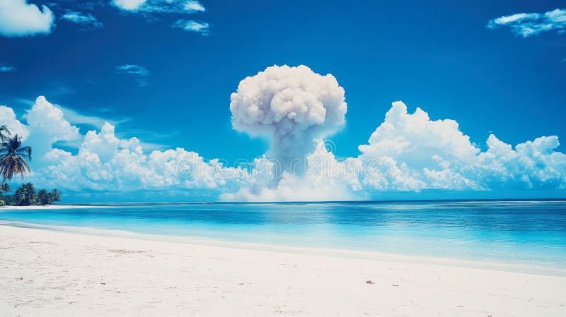 Nuclear Explosion Above the Ocean Shore on a Clear, Sunny Day ...