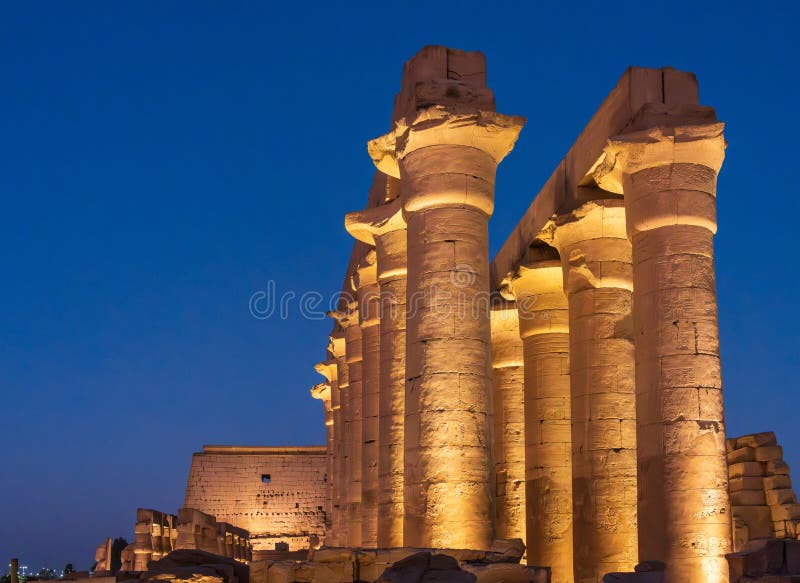 Solid Nubian Sandstone Columns in Temple of Luxor Egypt Stock Photo ...