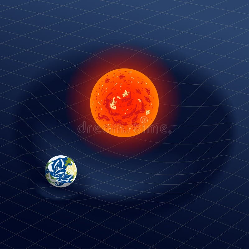 Gravity Model with Planets and Curved Space - 3D Rendering Stock ...