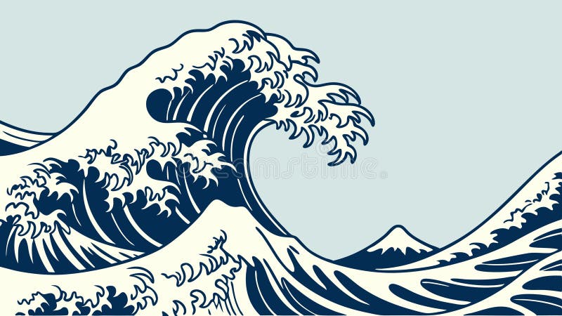Massive Ocean Wave, Force of Nature and Power. Vector Design Generative ...