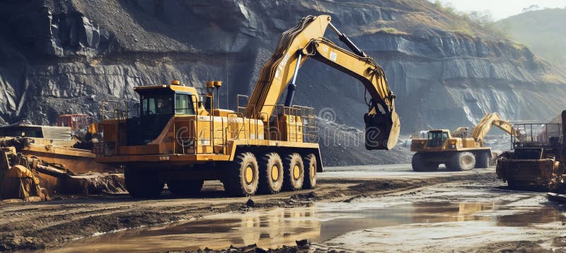 Massive Open Pit Mining Operation Extracting High Grade Iron Ore From An Expansive Quarry Site