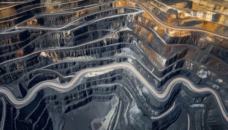 A Massive Open-pit Mining Operation with Winding Roads and Deep ...