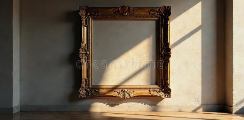 Massive Ornate Frame Hangs on Wall, Dramatic Shadows , Artwork, Room ...