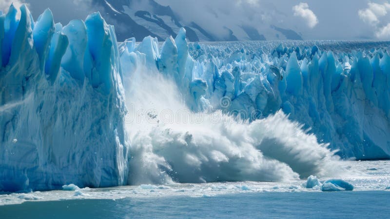 Massive Pieces of Ice Break Away and Crash into the Sea Causing a ...