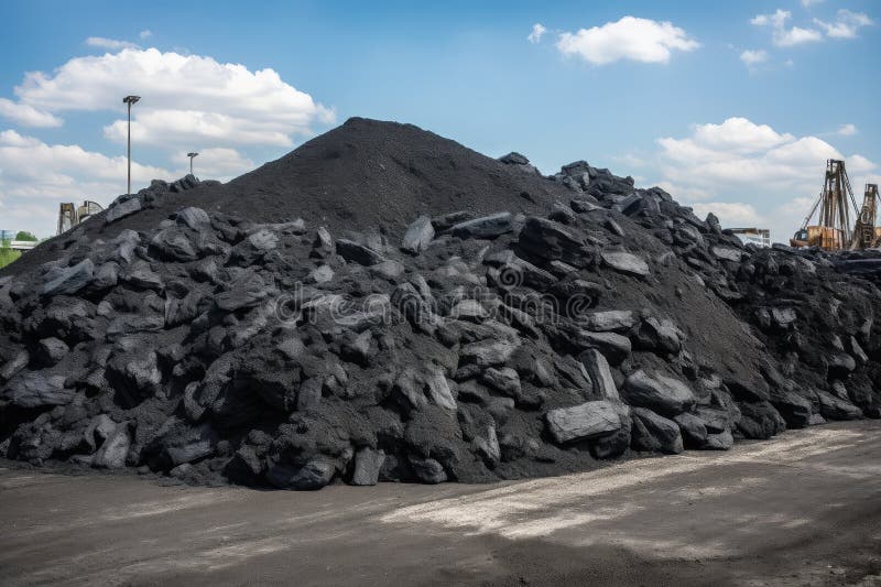 Massive Pile of Coal, Ready for Shipment Stock Illustration ...