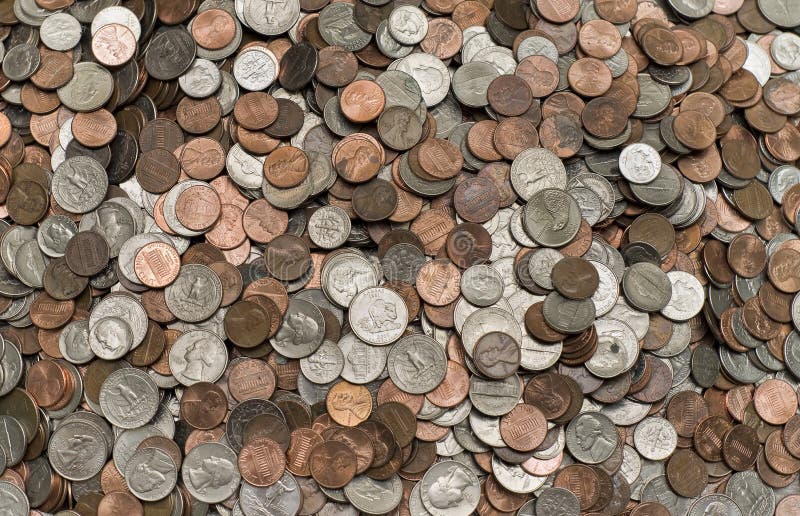 Massive pile of coins stock photo. Image of dime, depression - 19052132