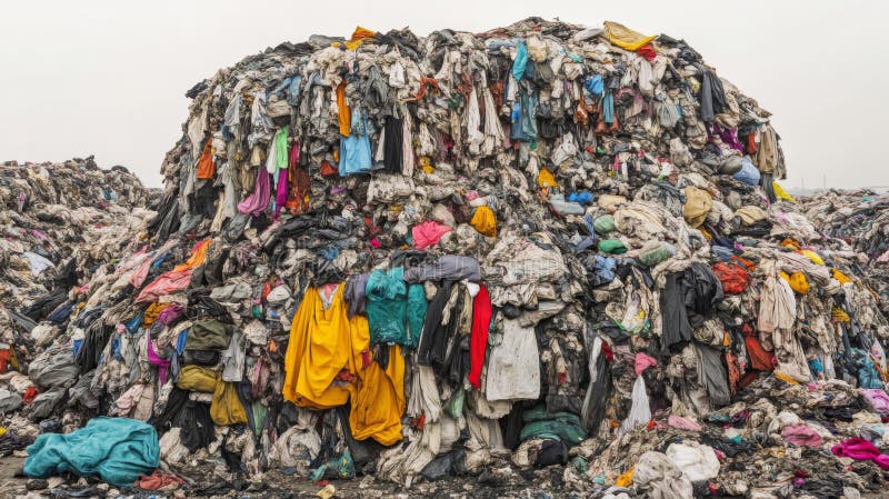 Massive Pile of Colorful Textile Waste at a Landfill Stock Illustration ...