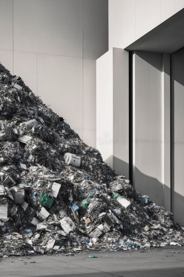 Massive Pile of Compressed Recyclable Waste at Recycling Plant. Stock ...