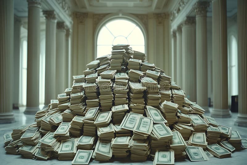 A Massive Pile of Money in the Shape of an Open Pyramid, Resting on Top ...