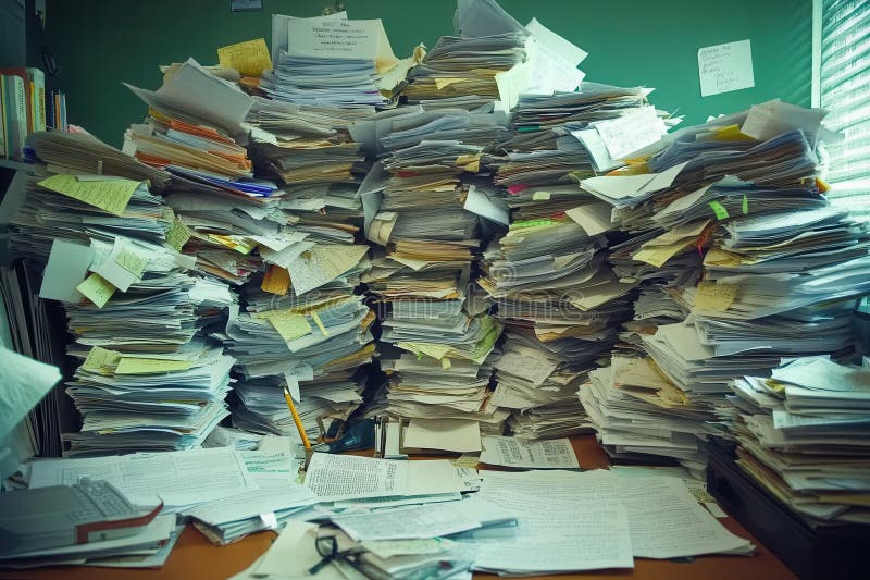 A Massive Pile of Papers Covering a Desk, Creating a Scene of Overwhelm ...