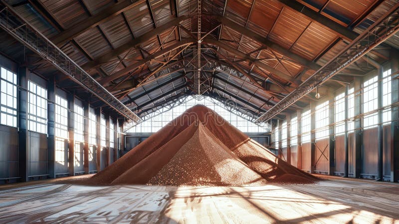 A Massive Pile of Rich Brown Sand Dominates a Warehouse, Awaiting ...