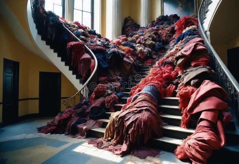 Massive Pile of Textiles Creates a Visual Symphony Stock Illustration ...