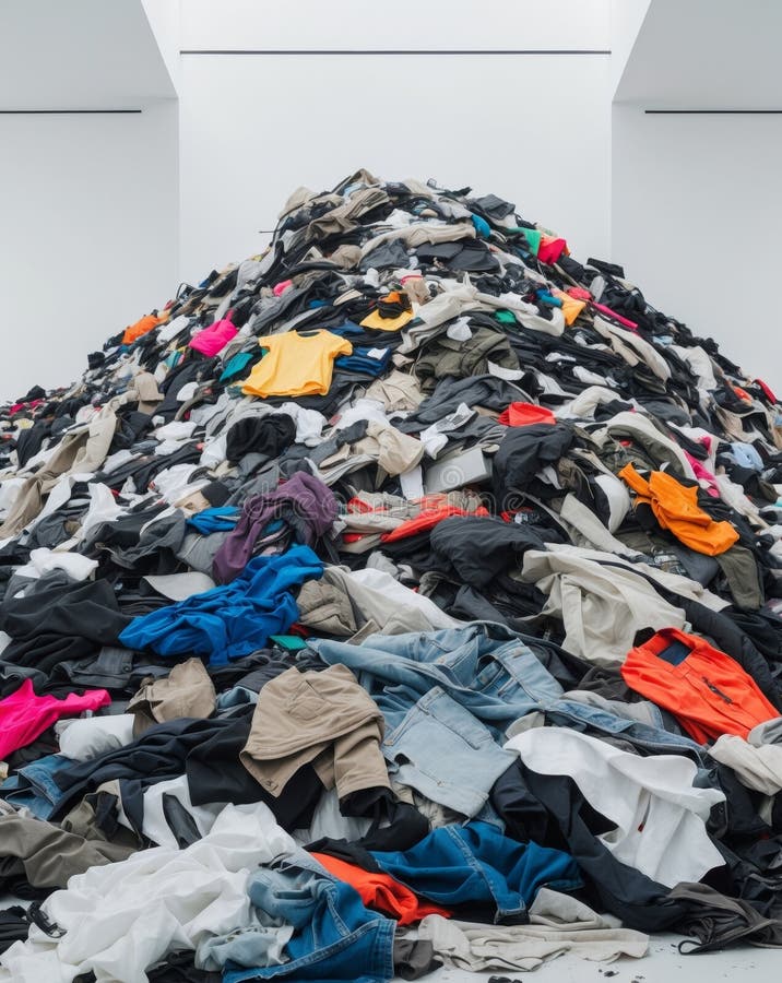 Massive Pile of Waste Representing Fast Fashion Excess Stock Photo ...