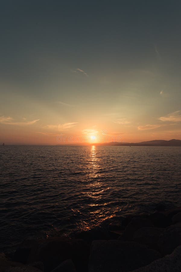 A Massive and Pinky Sunset in the Spanish Coast Stock Photo - Image of ...