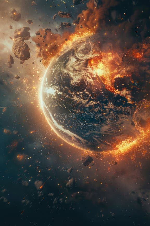 A Massive Planet Explodes in Space, Surrounded by Stars and Celestial ...