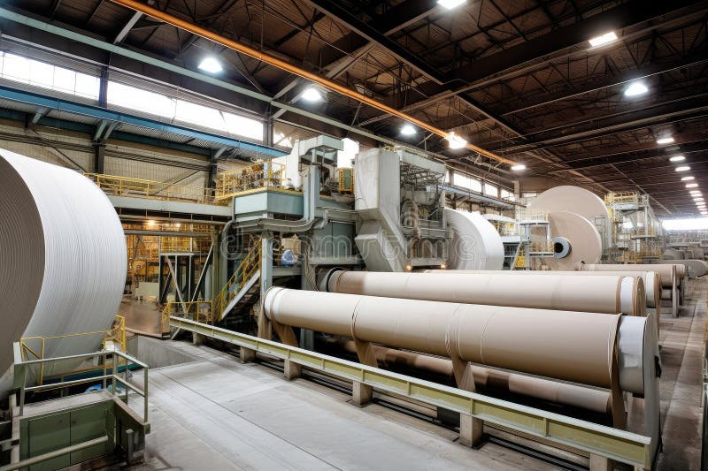 Massive Pulp and Paper Machine, Churning Out Endless Rolls of Paper ...