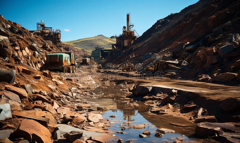 Massive Quarry with Rocks and Machinery Stock Image - Image of ...