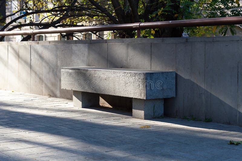 Massive Rectangular Shape Stone Bench Standing in the Street Stock ...